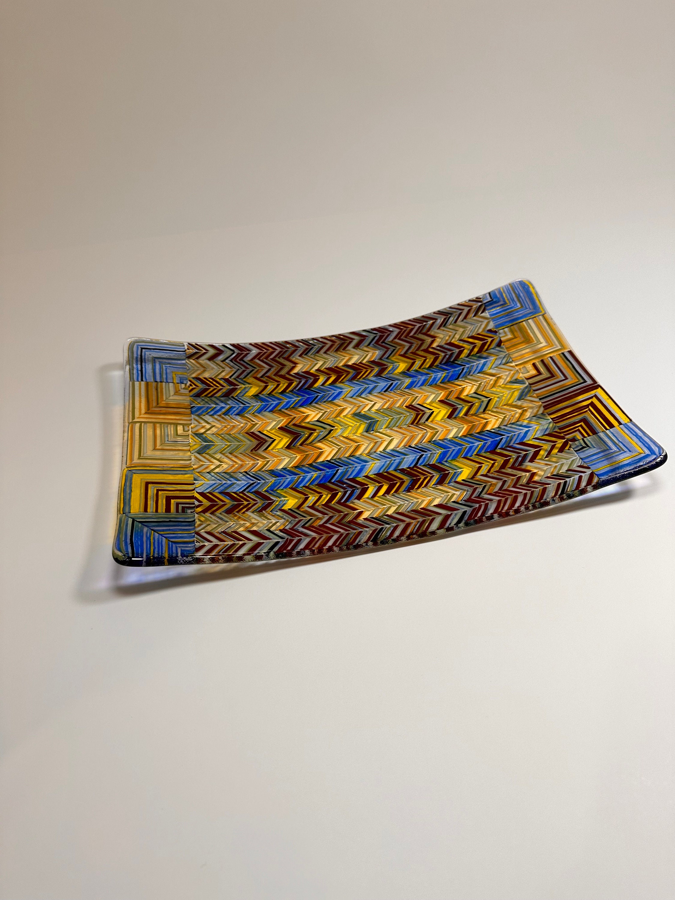 Fused Glass Chevron Plate - Etsy