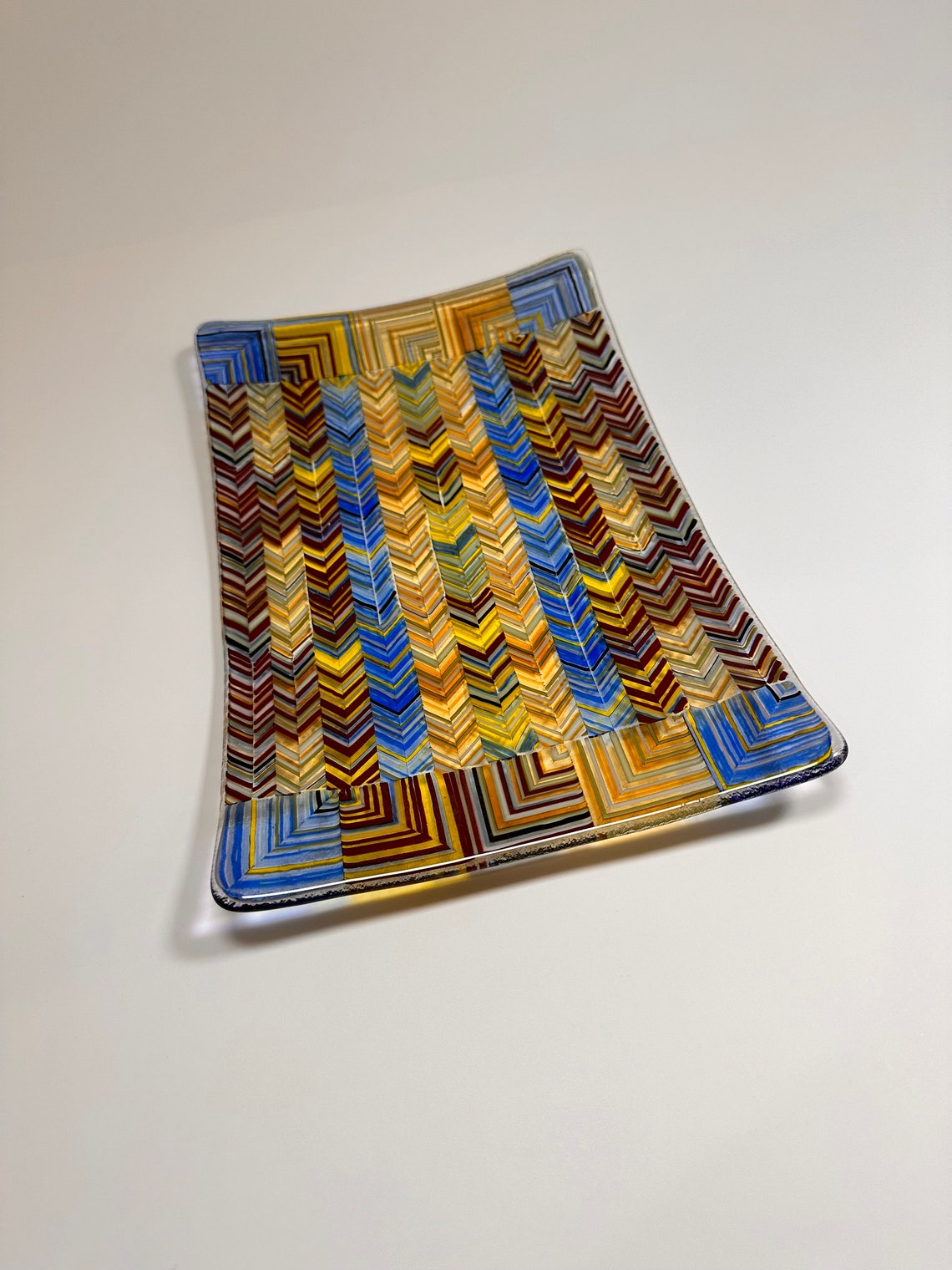 Fused Glass Chevron Plate - Etsy