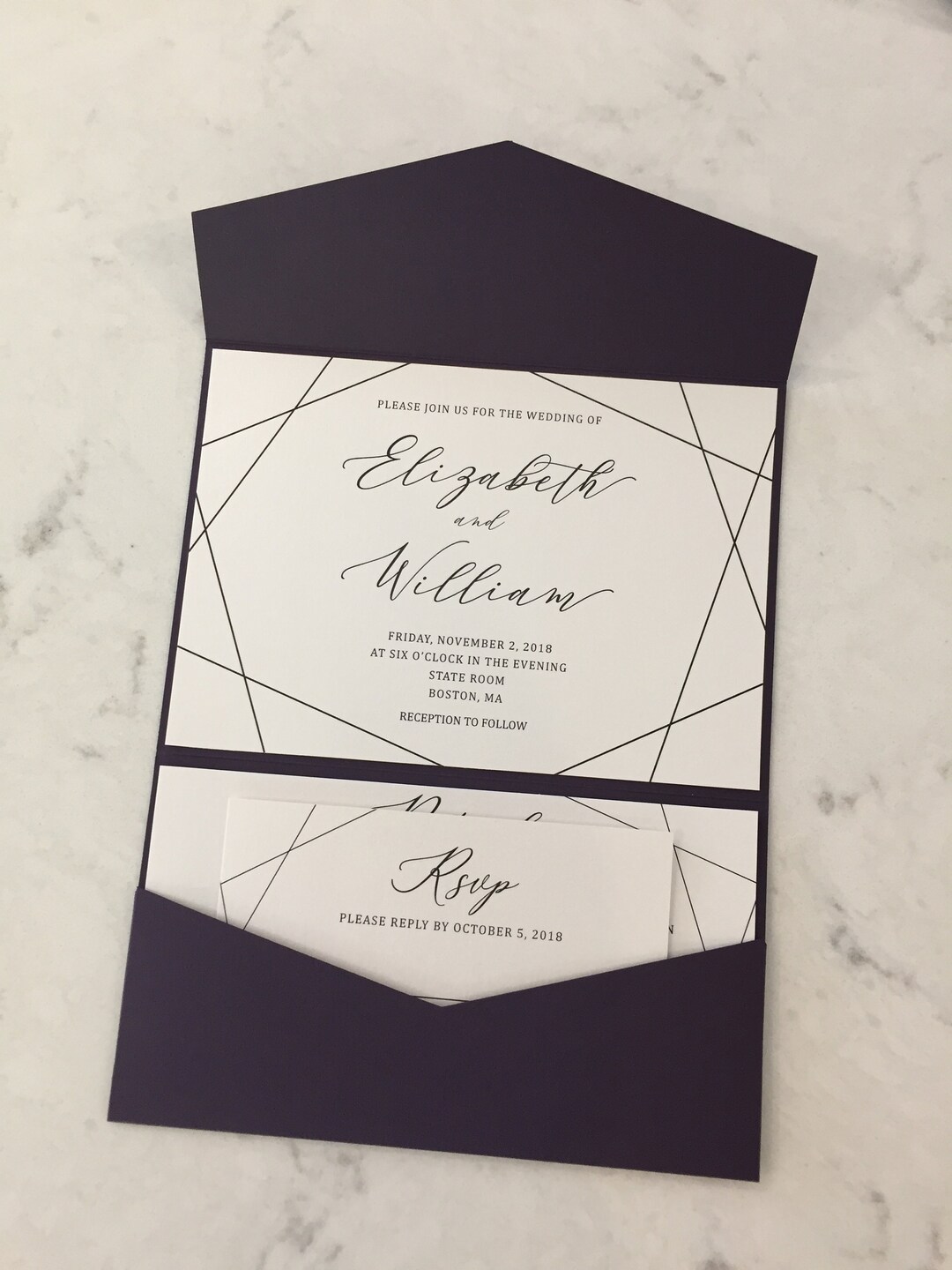 Geometric Wedding Invitation Modern Geometric Invite Modern Pocket ...