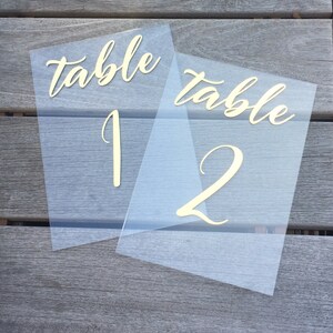 Wedding Table Numbers | Gold Table Numbers | Acrylic | Gold Vinyl ...