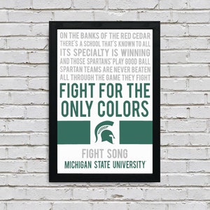 Limited Edition Michigan State Fight Song Poster - Fight for the Only ...
