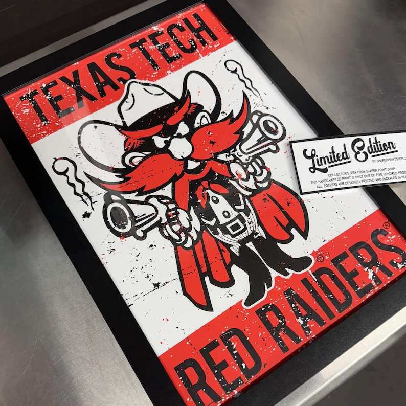 Limited Edition Texas Tech Raider Red Mascot Poster Print Art - 13x19 ...