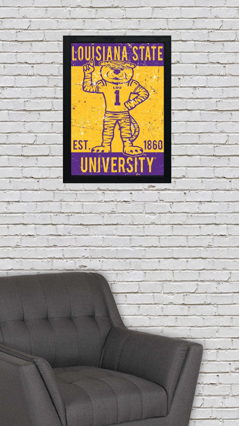 Limited Edition LSU Tigers Poster - Mike the Tiger Vintage Art Print ...
