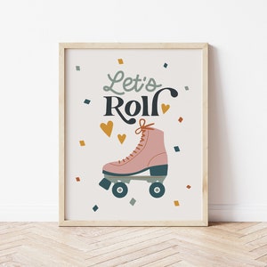Retro Roller Skate Printable Art, Boho Retro Kid Room Art, Modern ...
