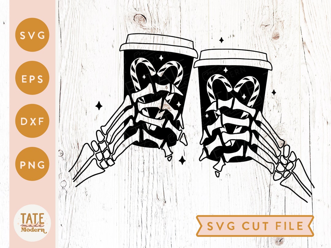 Skeleton Hands Coffee Cheers SVG Cut File Retro Christmas Svg ...