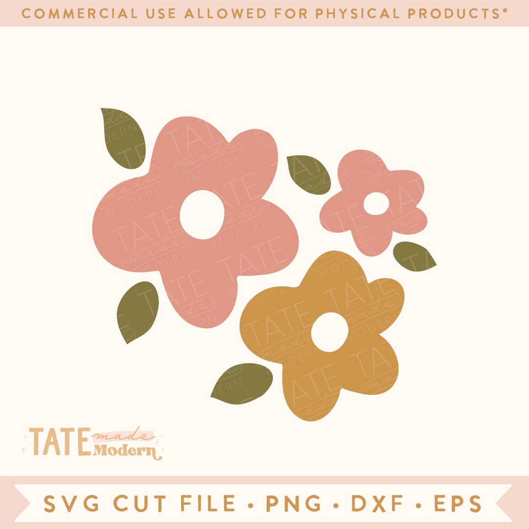 Retro Flower Blooms SVG Cut File - Retro Boho Spring Svg, Flower Farm ...