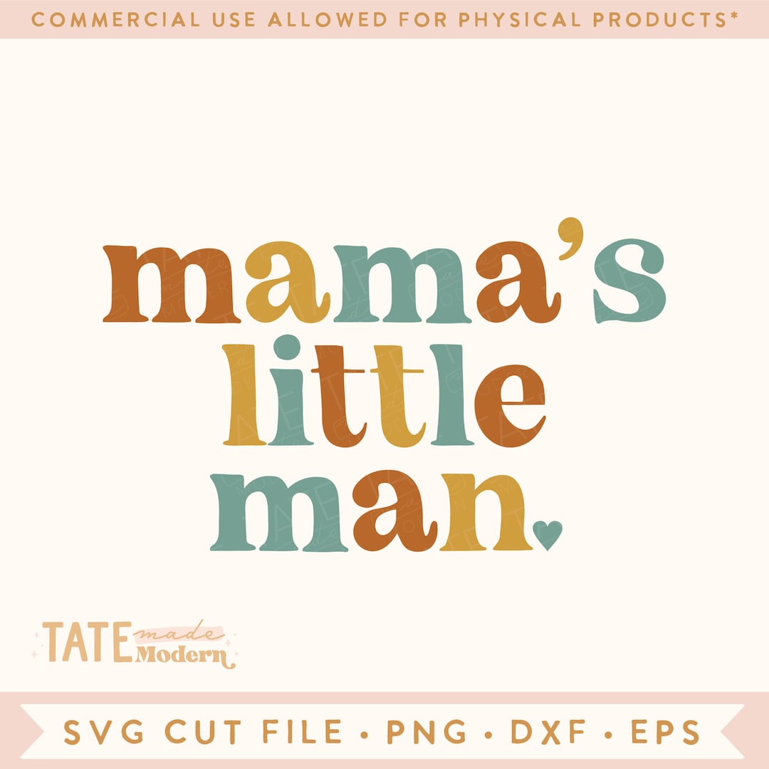Mama's Little Man SVG Cut File - Minimal Boy Svg for T-shirt, Mother's ...