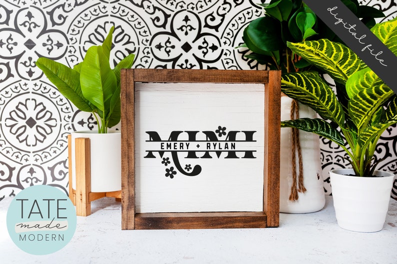 MIMI Split Monogram Retro SVG cut file Boho Personalized | Etsy