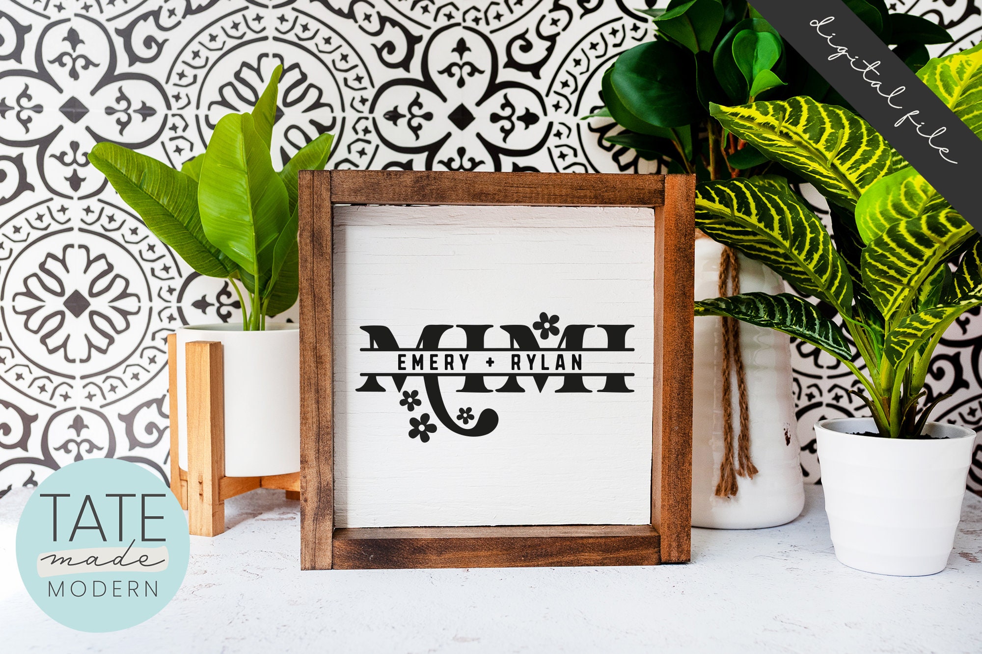 MIMI Split Monogram Retro SVG Cut File Boho Personalized - Etsy Hong Kong