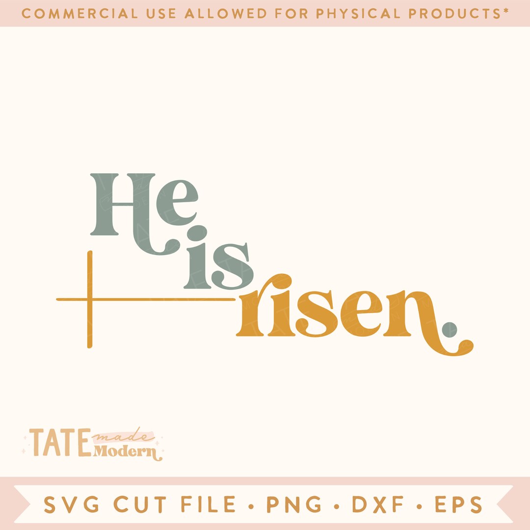 He is Risen SVG Cut File - Retro Christian Easter Svg for Shirt ...