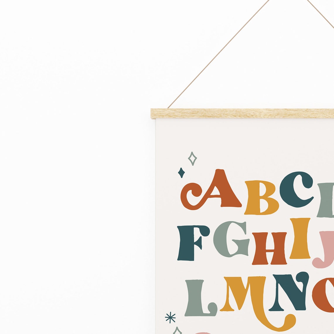 Retro Alphabet Printable Art Boho Retro Kid Room Art Modern | Etsy