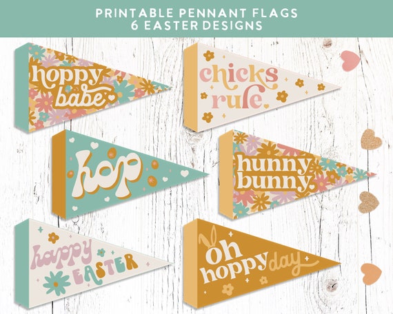 PRINTABLE Easter Pennant Flags Easter Basket Printable Decor - Etsy