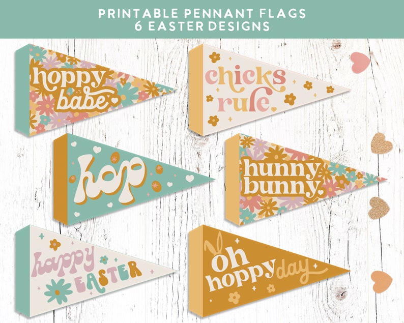 PRINTABLE Easter Pennant Flags Easter Basket Printable Decor - Etsy