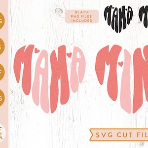 Mama & Mini Retro Heart SVG Cut File Bundle - Mommy and Me Retro ...