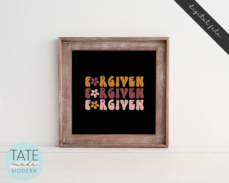 Retro Forgiven Stacked SVG Cut File Retro Christian Shirt - Etsy