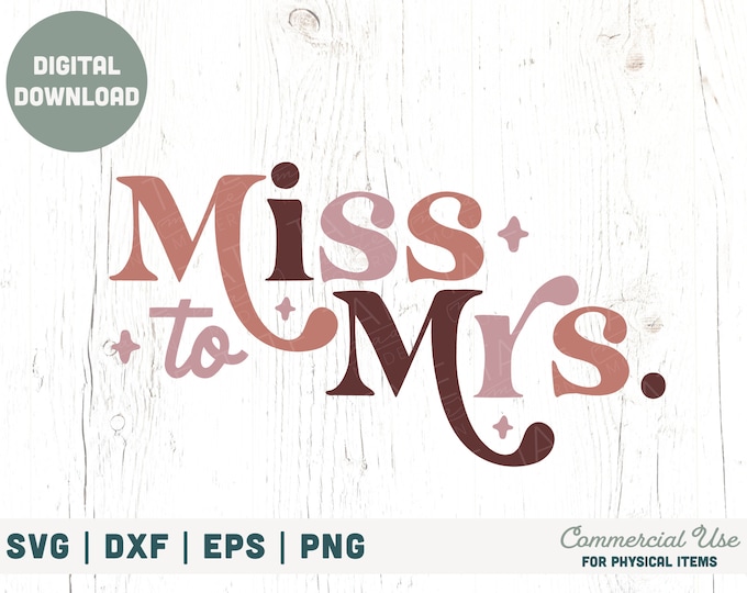 Miss to Mrs. SVG Cut File Boho Retro Bride Shirt Svg Bridal - Etsy
