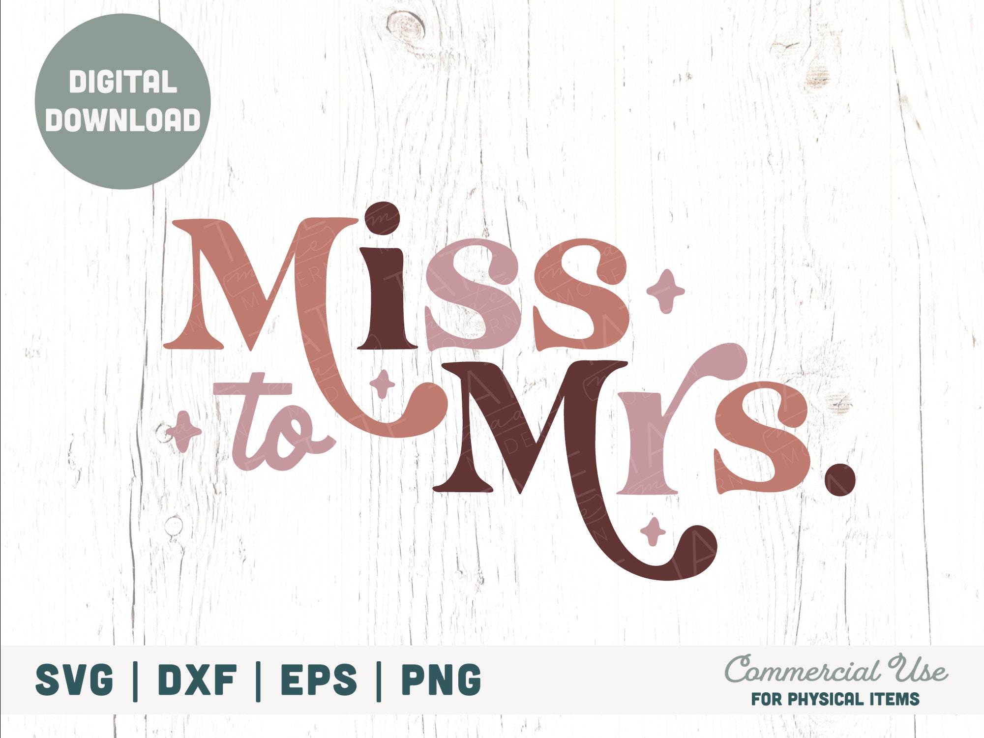 Miss to Mrs. SVG Cut File Boho Retro Bride Shirt Svg Bridal | Etsy