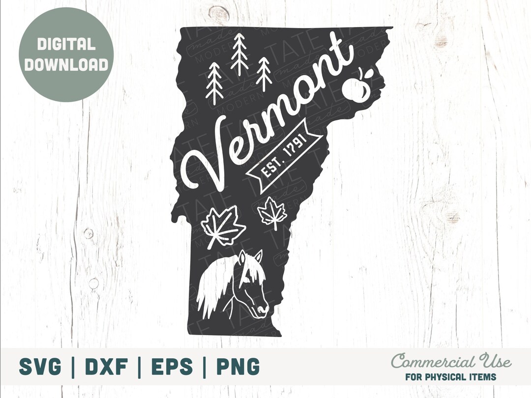 Vintage Vermont SVG Cut File - Vermont Home Svg, Vermont State Symbols ...