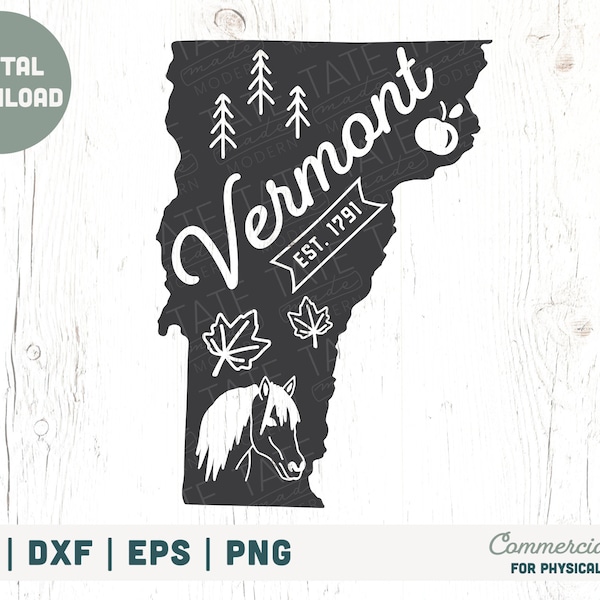 Vermont State Svg - Etsy