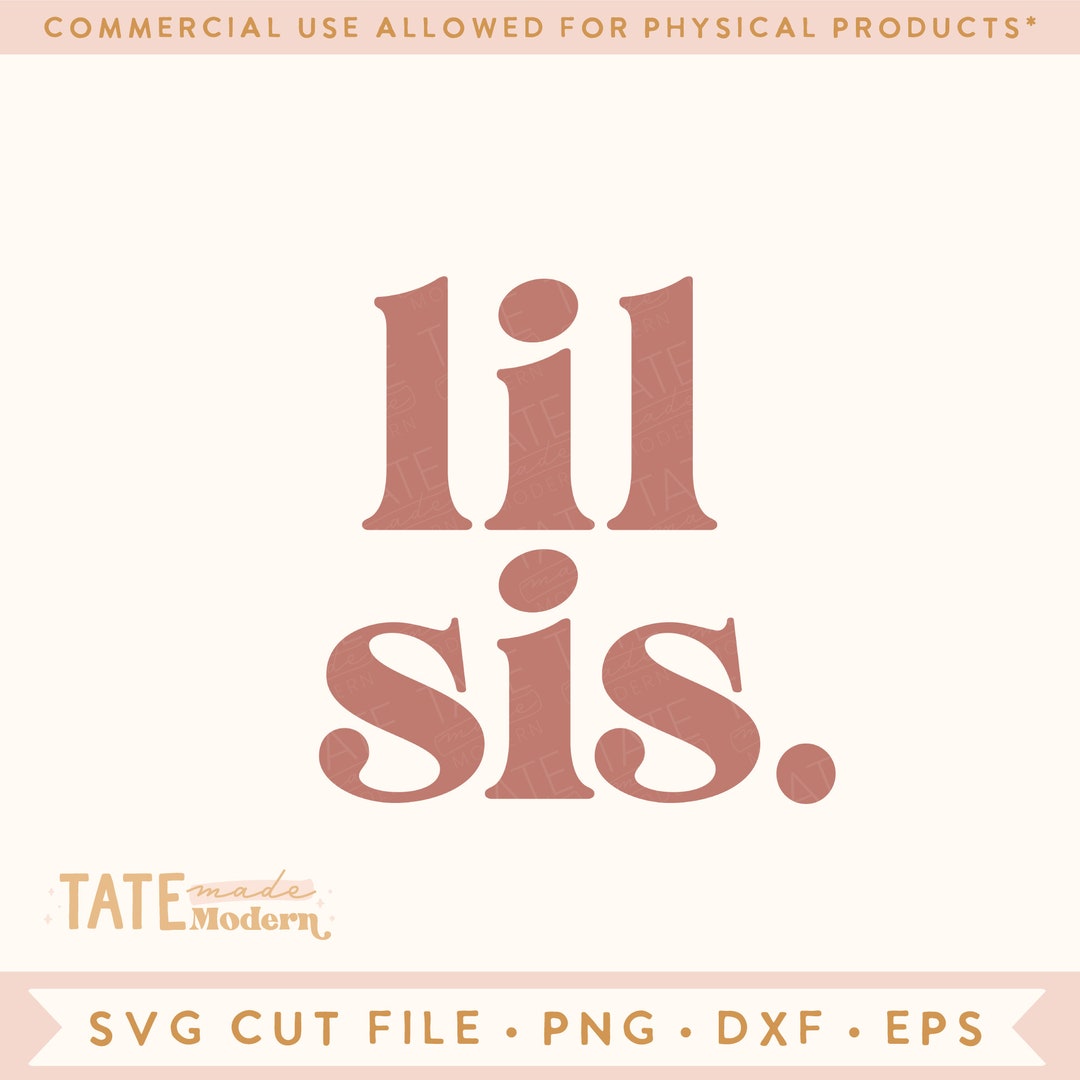 Lil Sis SVG Cut File - Retro Little Sister Svg, Retro New Baby Svg ...