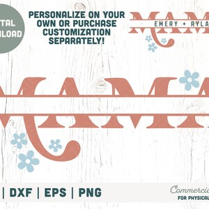 MAMA Split Monogram Retro SVG cut file Boho Personalized Mom | Etsy