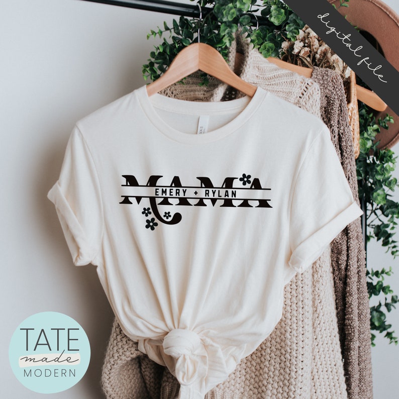 Mama Split Monogram Retro Svg Cut File Boho Personalized Mom Etsy