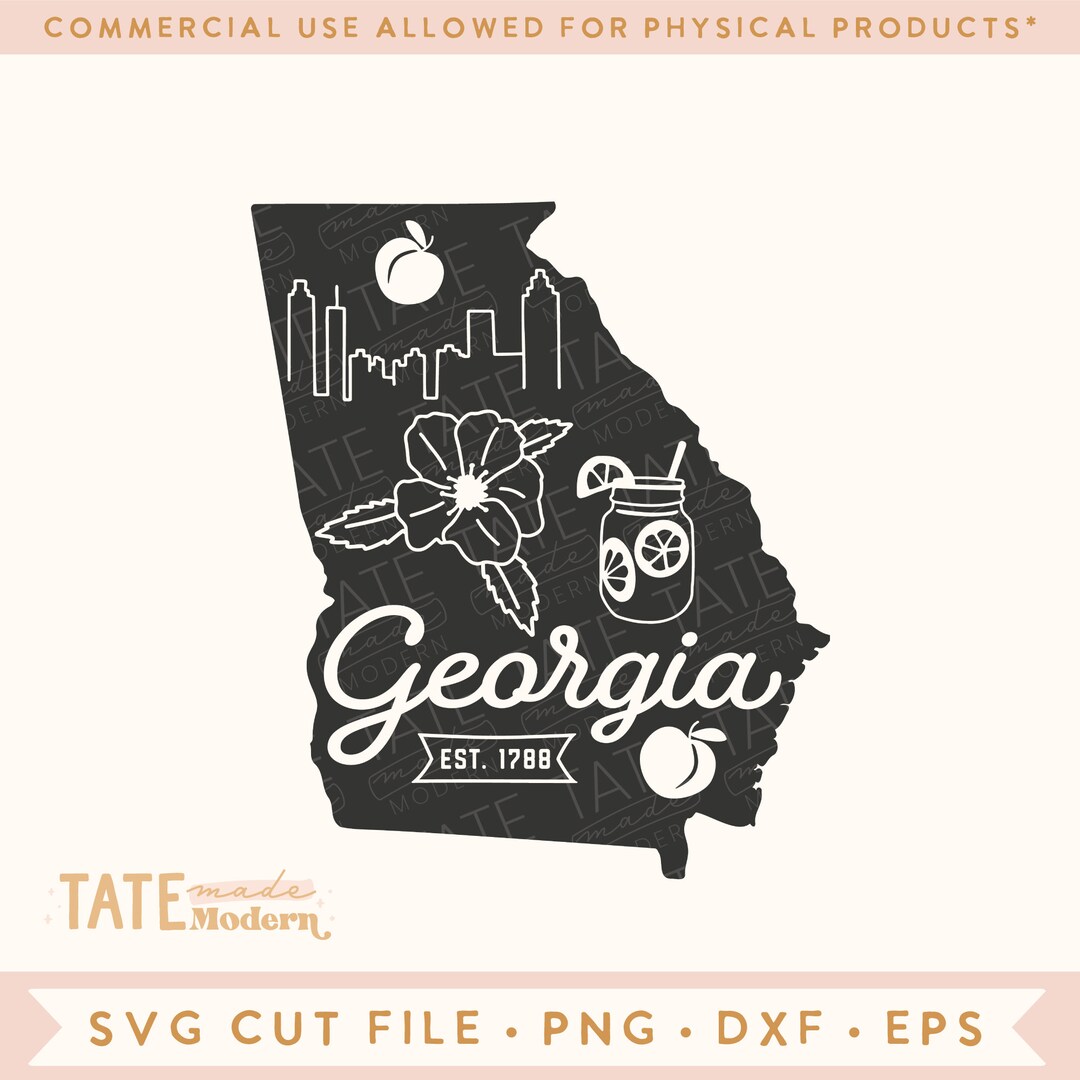 Vintage Georgia SVG Cut File - Georgia Home Svg, Atlanta Skyline Svg ...