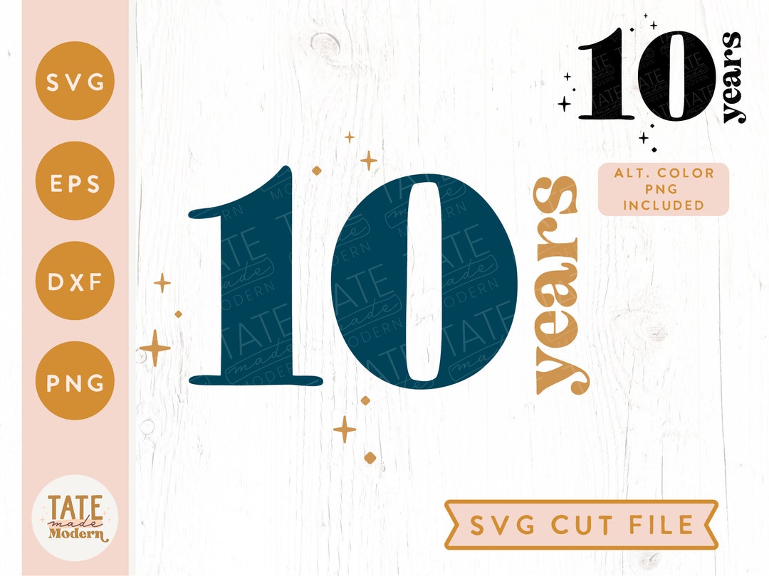 10 Years SVG Cut File - Retro Tenth Birthday Shirt Svg, Retro 10th ...