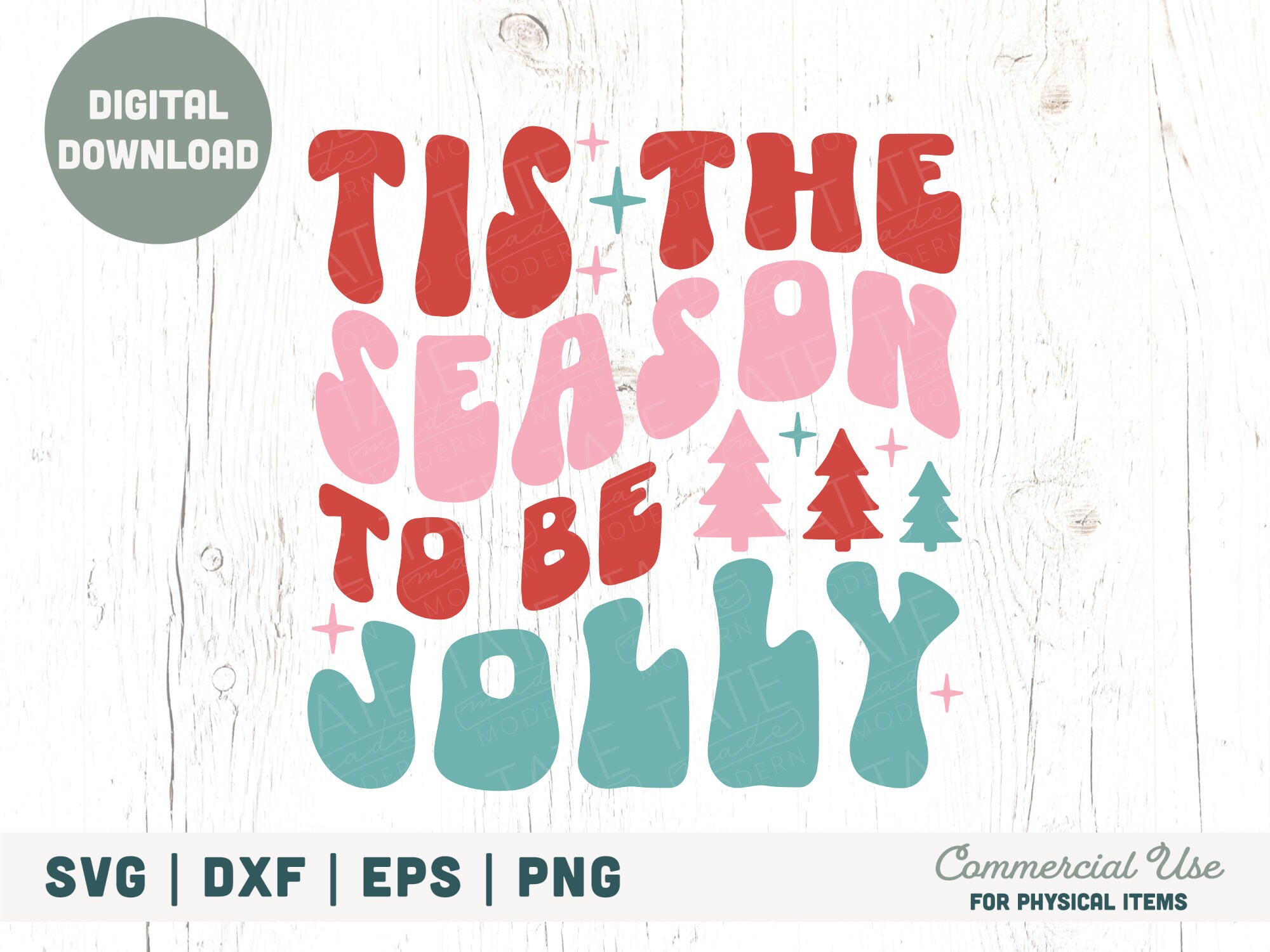 Tis the Season to Be Jolly Retro SVG Cut File Deck the Halls - Etsy