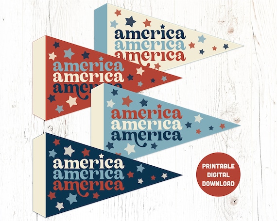 PRINTABLE 4th of July Pennant Flags 4th of July Decor - Etsy