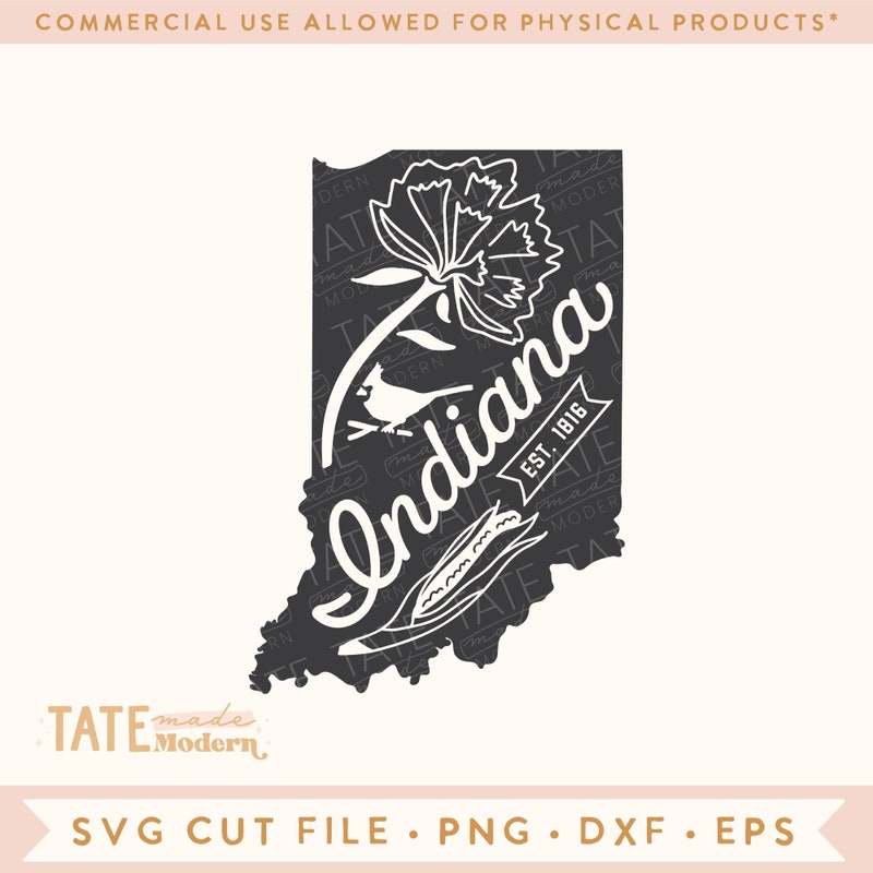 Indiana Map - Etsy