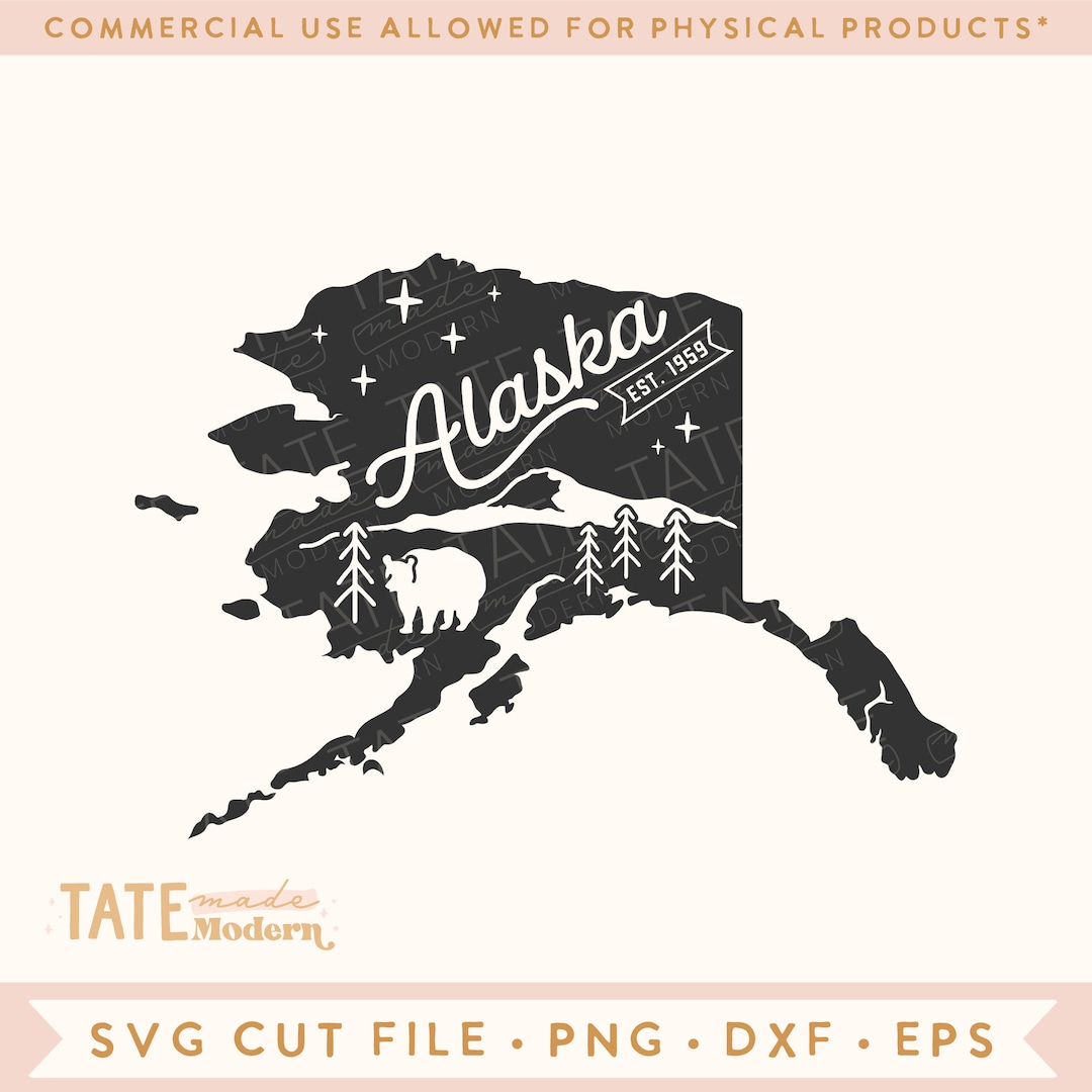 Vintage Alaska SVG Cut File - Alaska Home Svg, Alaska State Symbols Svg ...