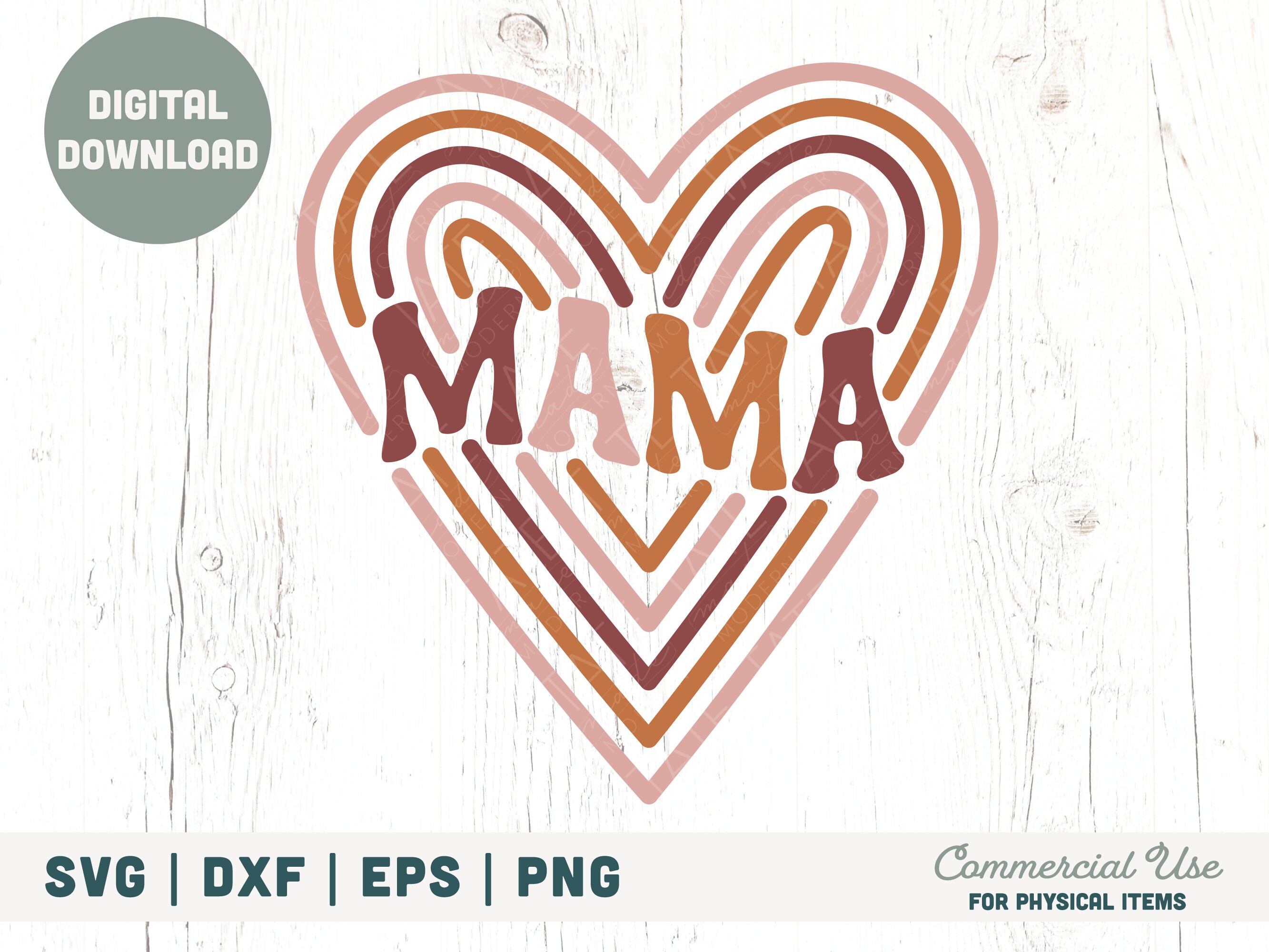 Mama Retro Heart SVG Cut File Groovy Mama Shirt Svg Mama | Etsy