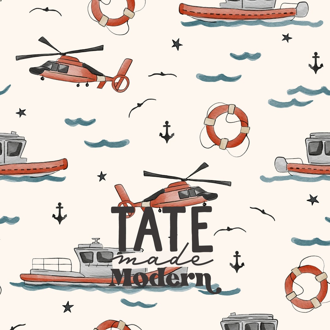 Sea Rescue Watercolor Seamless Pattern File - Water Rescue Seamless ...