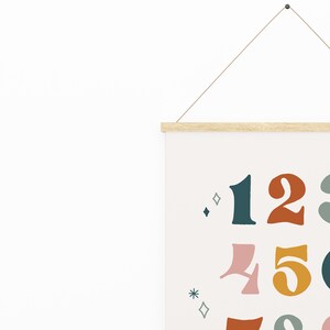 Retro Numbers Printable Art, Boho Retro Kid Counting Art, Modern ...