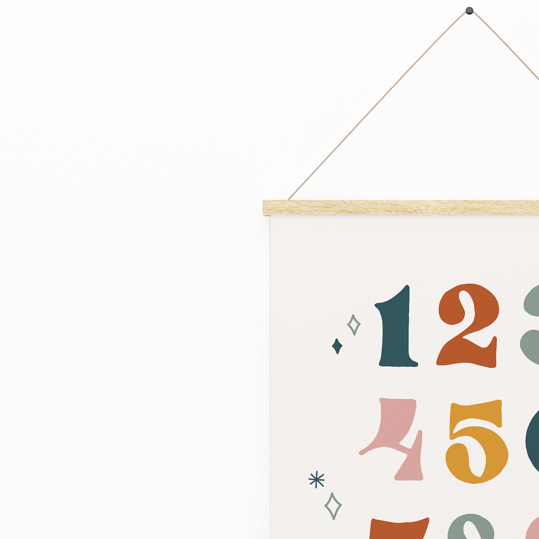 Retro Numbers Printable Art Boho Retro Kid Counting Art - Etsy