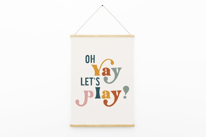 Oh Yay Let's Play! Printable Art, Boho Retro Kid Room Art, Modern ...
