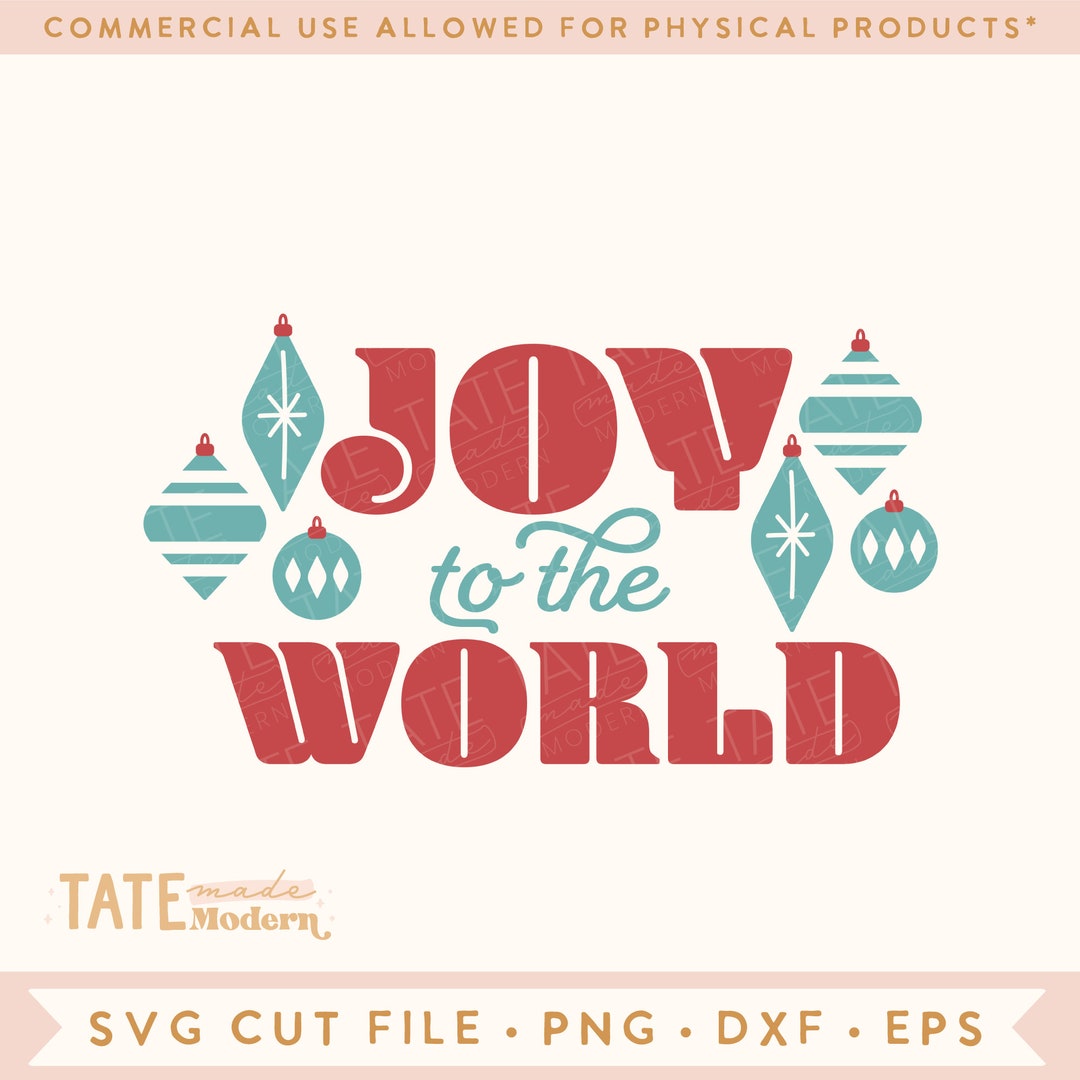 Joy to the World Christmas SVG Cut File, Retro Christmas Svg, Mid ...