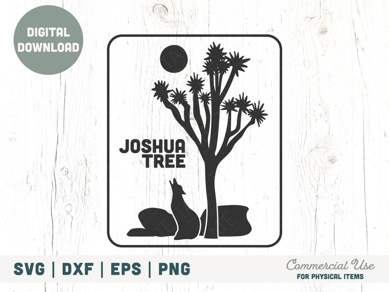 Joshua Tree Coyote Desert Scene SVG Cut File Southwest Svg | Etsy