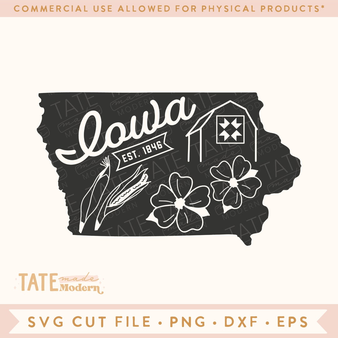 Vintage Iowa SVG Cut File - Iowa Home Svg, Iowa State Symbols Svg, Barn ...