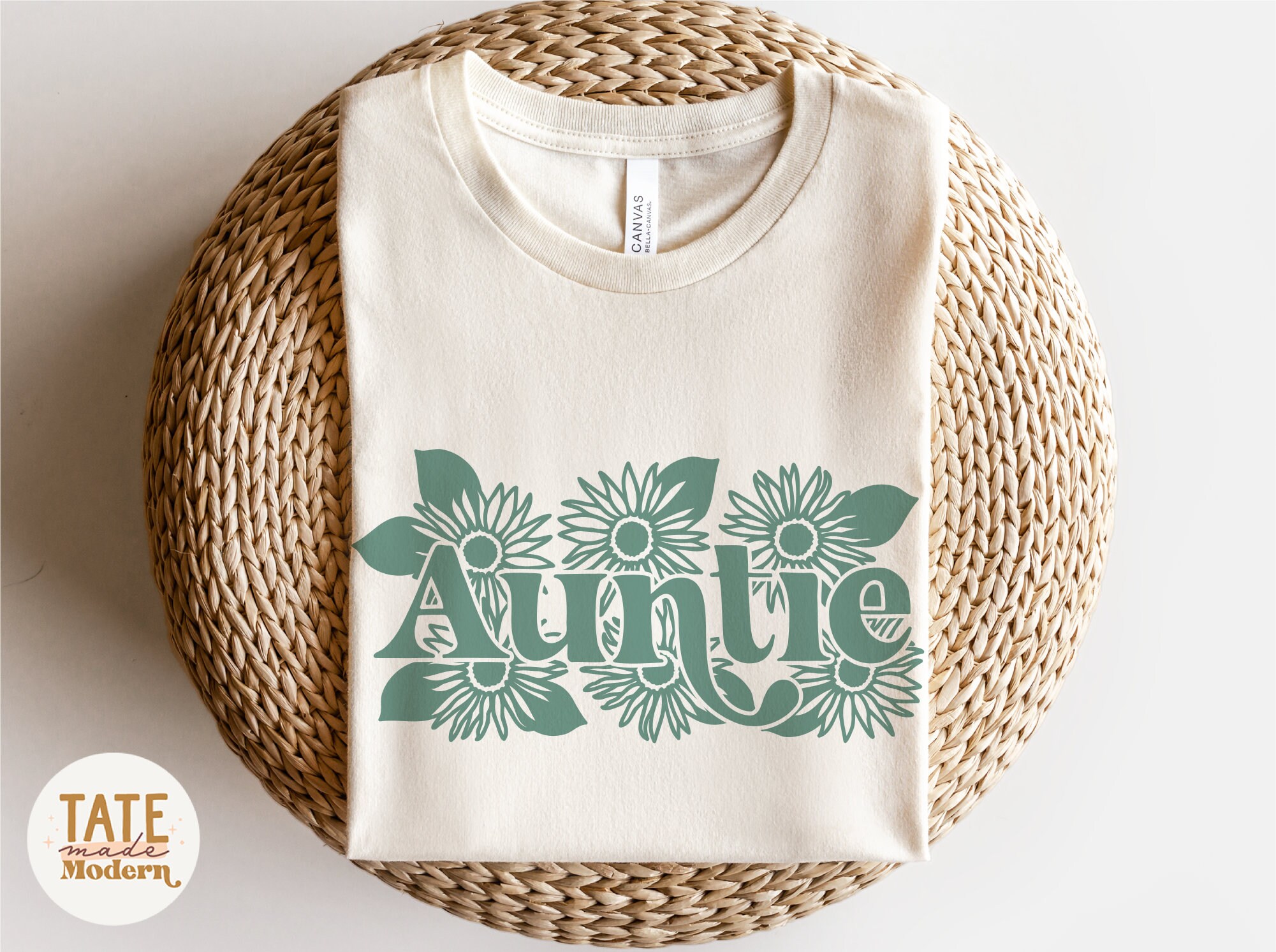 Auntie Boho Sunflower SVG Cut File - Retro Floral Aunt Svg, Sunflower ...