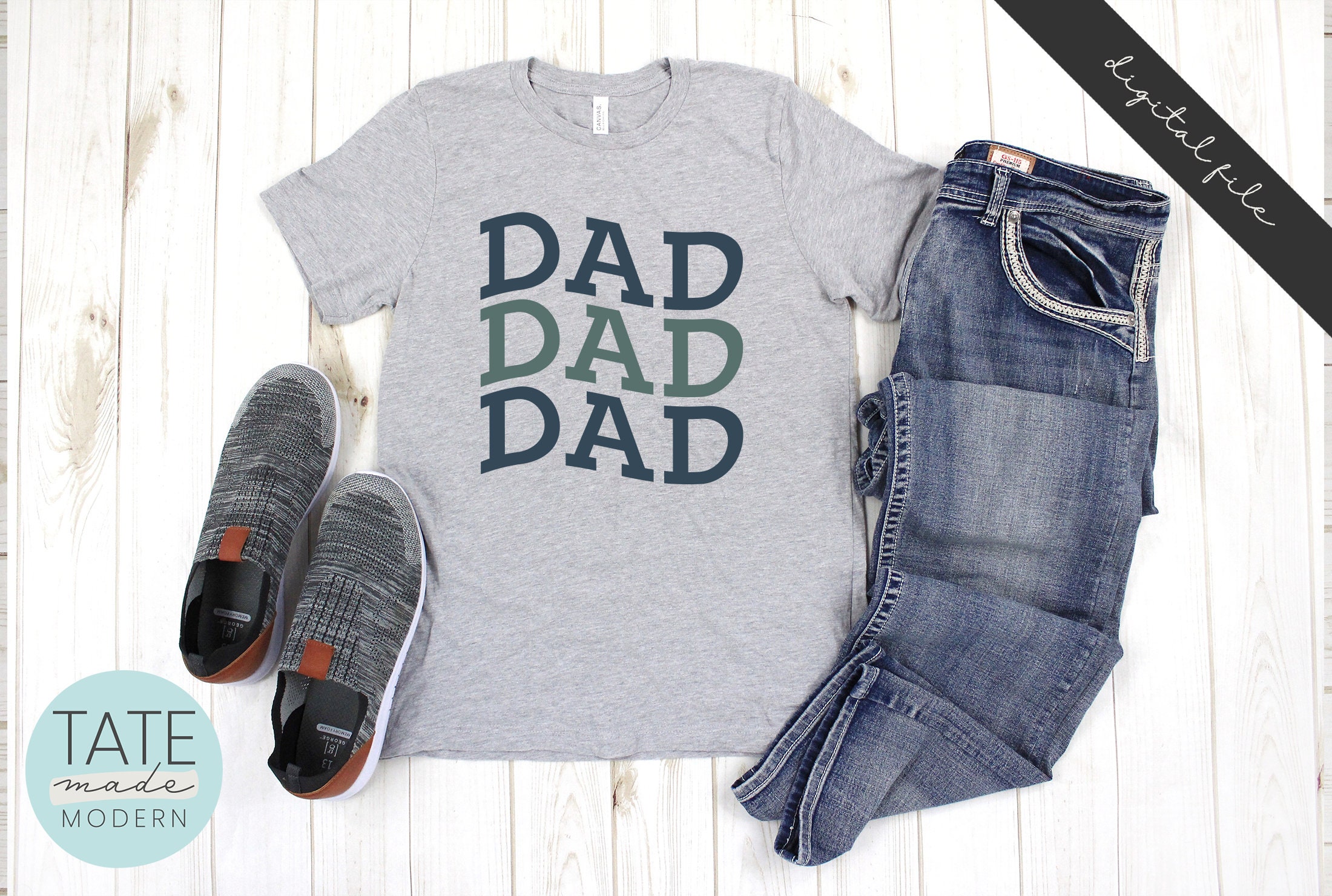 DAD Wavy Stacked Retro SVG Cut File Father's Day Svg | Etsy