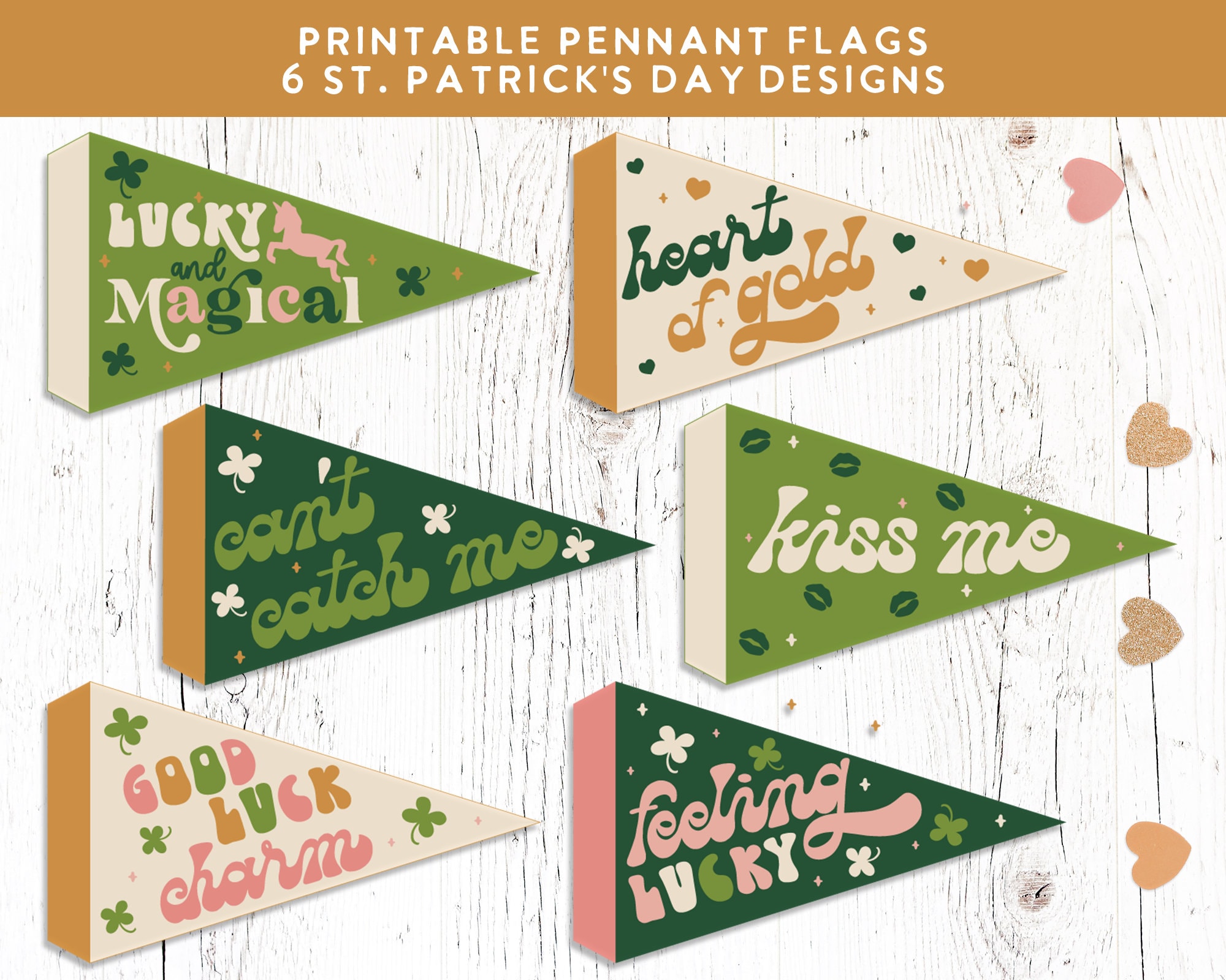 PRINTABLE St. Patricks Day Pennant Flags, St. Patricks Party Decor ...