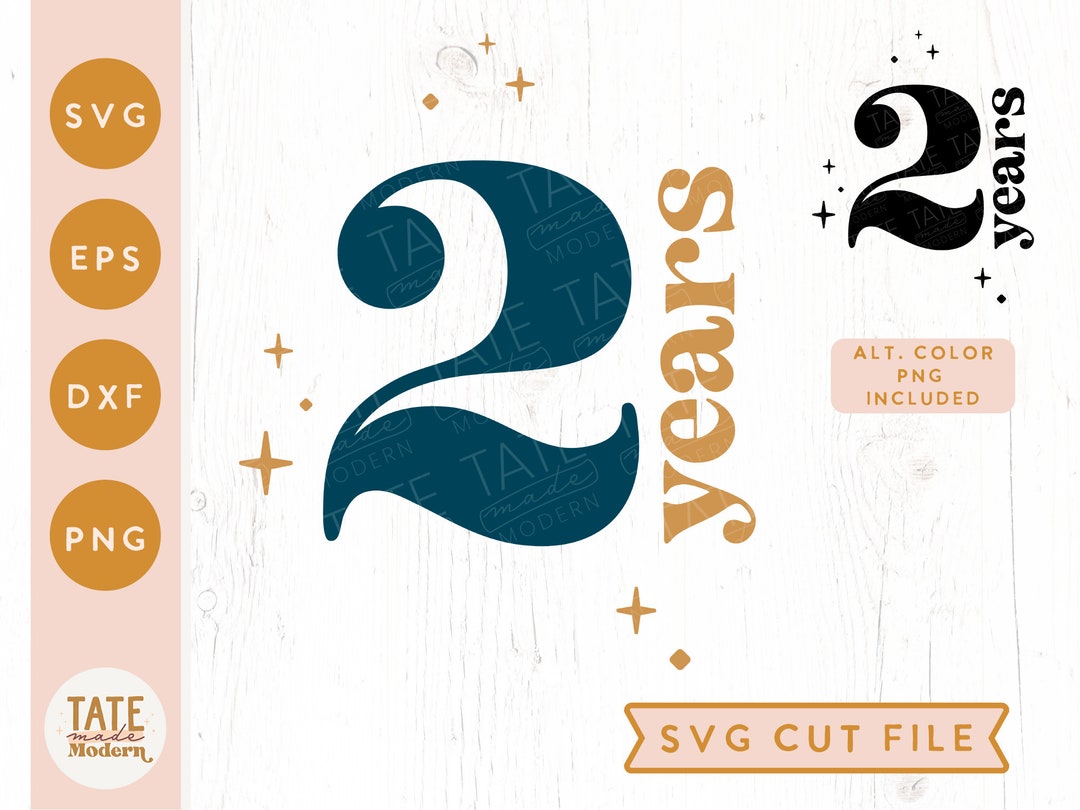 2 Years SVG Cut File Retro Second Birthday Shirt Svg, Retro 2nd ...