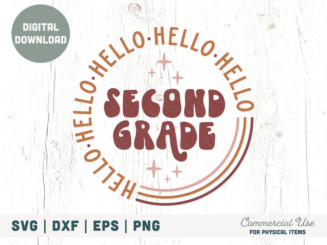 Hello Second Grade SVG Cut File - Retro Back to School Svg, Retro 2nd ...