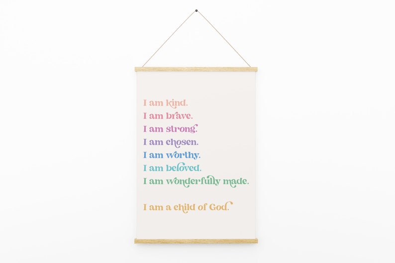 Child of God Printable Art, Boho Rainbow Pastel Christian Affirmation ...