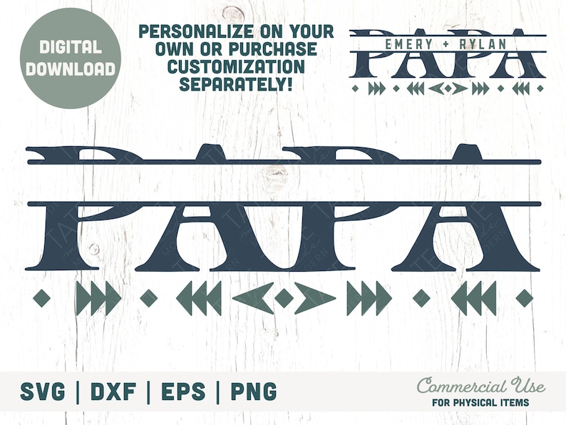 PAPA Split Monogram Boho SVG Cut File Boho Personalized - Etsy