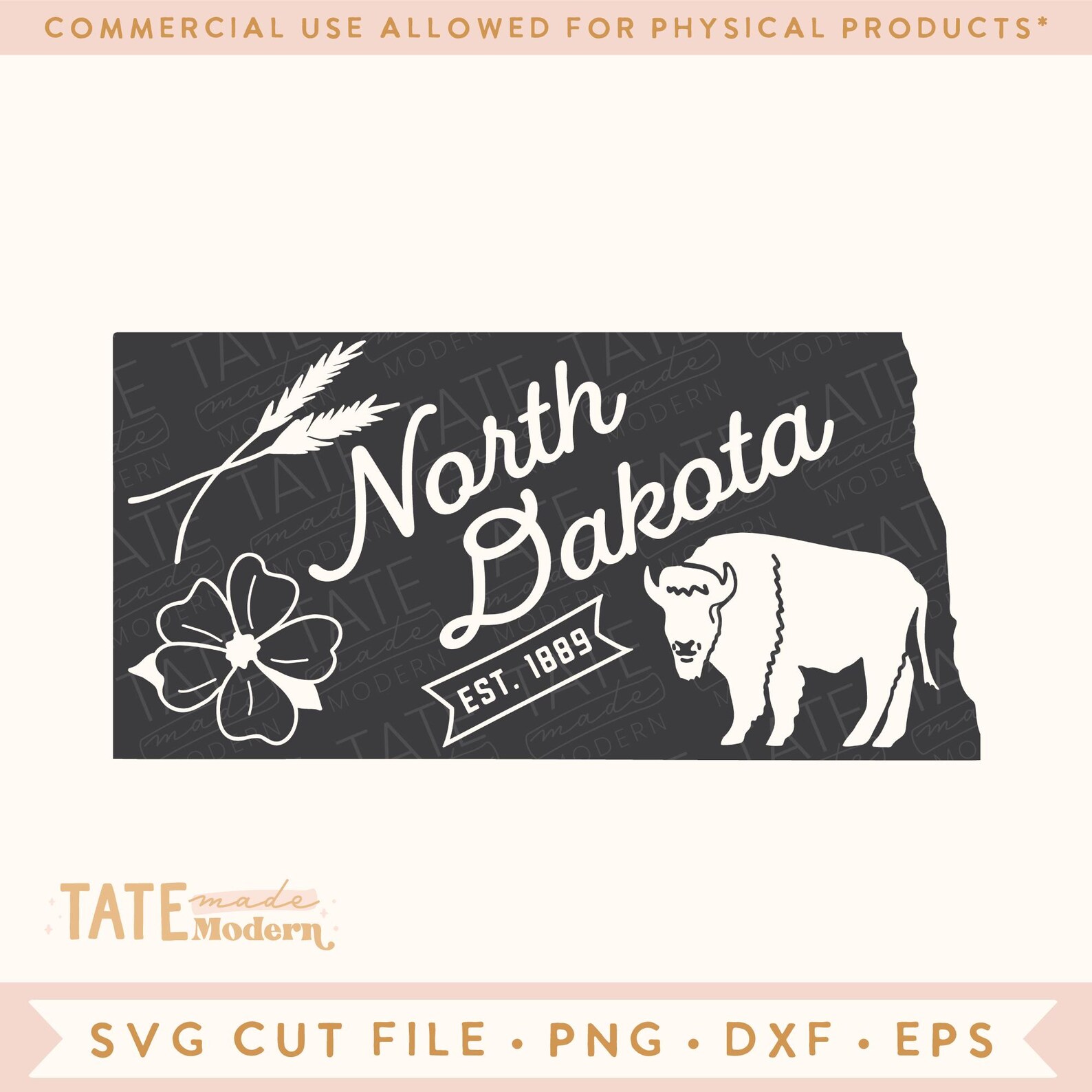 Vintage North Dakota SVG Cut File - North Dakota State Symbols Svg ...