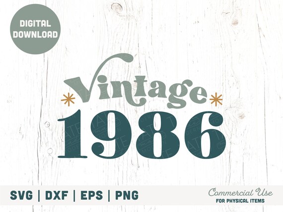 Vintage 1986 Birthday SVG Cut File Retro Boho Birthday Svg - Etsy