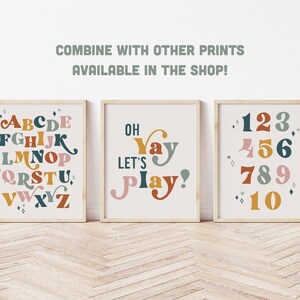 Retro Numbers Printable Art, Boho Retro Kid Counting Art, Modern ...